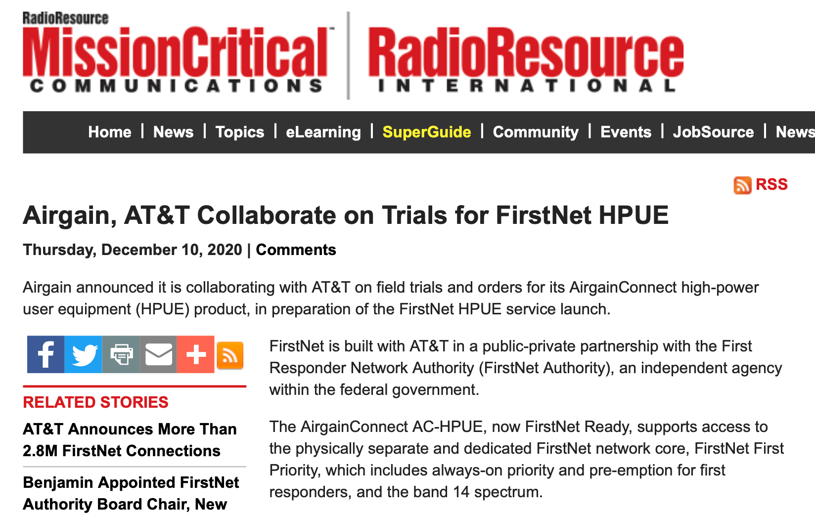 Airgain, AT&T Collaborate on Trials for FirstNet HPUE | Airgain